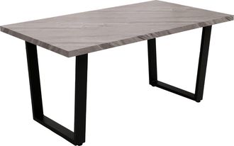 Mendler Esszimmertisch HWC-O61, Tisch Küchentisch Esstisch, Industrial MDF Metall 160x90cm - Marmor-Optik grau