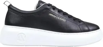 A|X Armani Exchange Femme, Chaussures, Noir, Taille: 40 EU Baskets sportives en cuir &agrave; enfiler avec lacets