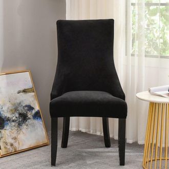 Generic Samt Elastischer Ohrensessel &Uuml;berzug - Wiederverwendbarer Armlehnen Stuhlschoner F&uuml;r Esszimmer Wohnzimmer Fest Home Deko, Einfache Montage(Black,2PC)