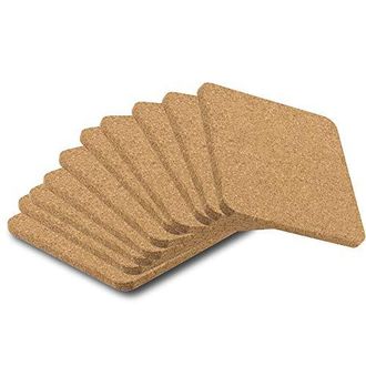 eBuy GB Quadratischer Korkuntersetzer mit Hitzefleckschutz geeignet zum Gravieren von Kaffee- und Teetassen, Kork, 10er-Pack