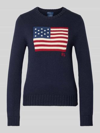 Polo Ralph Lauren Strickpullover mit Flaggen-Motiv und Rundhalsausschnitt