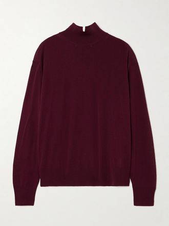 Another Tomorrow Pull À Col Montant En Laine - Bordeaux