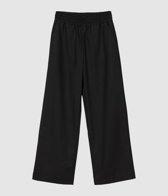 Jeanne Vouland Pantalon Rosie Noir Droit Jambe Large, Taille Elastiqu&eacute;e