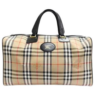 Burberry unisex, Pre-owned, Beige, Taille: ONE Size Sac Boston en cuir Nova Check Pre-owned