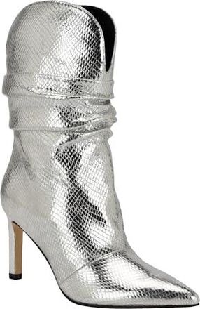 Guess Femme Narissa Botte mi-Mollet, Serpent argent&eacute; 040, 35 EU