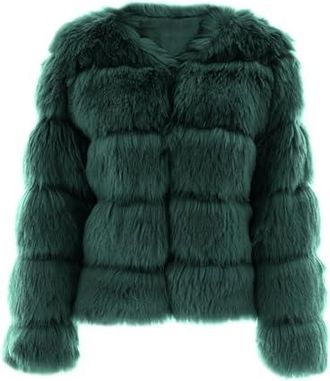 ZhuiKun Manteau en Fausse Fourrure pour Femme Pardessus Court en Fourrure Artificielle Solide Épais Chaud Parka Veste - Style 20, M