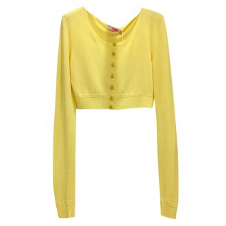Blumarine Sunshine Yellow Soft Stretch Cropped Cardigan Size S