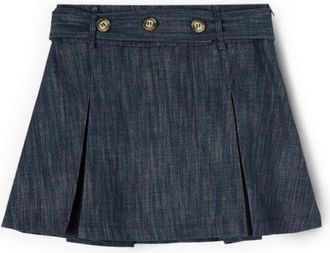 Motivi Femme, Jupes, Bleu, Taille: 44 FR Mini-jupe pliss&eacute;e avec boutons