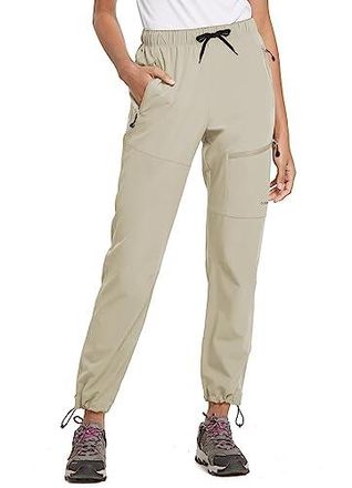 Baleaf Pantalons de randonn&eacute;e Femme imperm&eacute;ables Cargohose Outdoor s&eacute;chage Rapide Pantalon Multifonctionnel avec Poche zipp&eacute;e Marron L