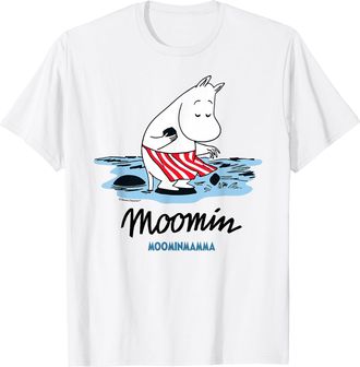 Moomin T-Shirt f&uuml;r Frauen: Moominmamma On Rocks, Wei&szlig;, S, Kurzarm, Klassisch, Cartoon, Unisex-Erwachsene
