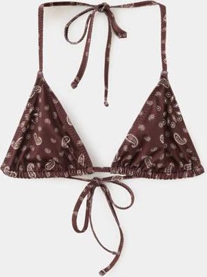 Mango Haut de bikini triangle imprim&eacute; marron - Femme - XS - MANGO