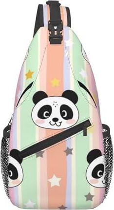 Generic Sac &agrave; dos &agrave; bandouli&egrave;re motif t&ecirc;te de panda arc-en-ciel pour homme