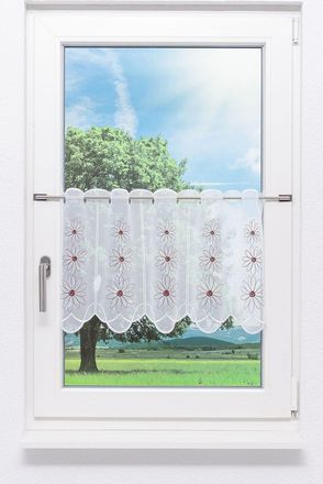 Plauener Spitze Scheibengardine Blütenzauber (Bx H) 81.50cm * 40cm Rot/dunkelrot