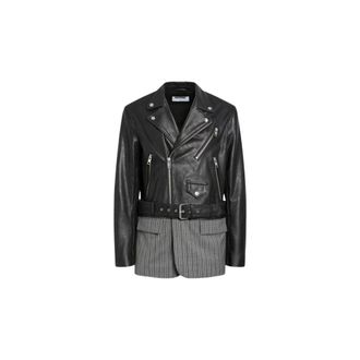 Moschino Homme, Vestes, Noir, Taille: L Blouson motard en cuir Nappa non structur&eacute;