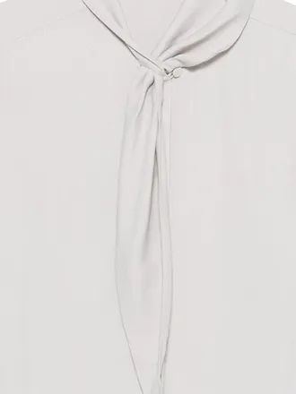 Emporio Armani Silk-Blend Pussy-Bow Blouse - Grey
