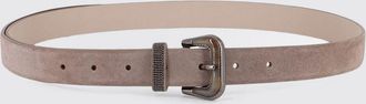 Brunello Cucinelli G&uuml;rtel aus Kalbsveloursleder mit Schnalle und Monili-Schmuck
