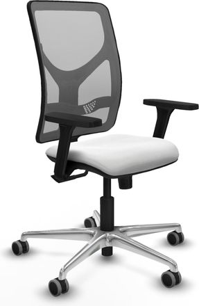 Piqueras y Crespo Drehstuhl mit Rollen, 3D-Armlehnen, h&ouml;henverstellbare Lendenwirbelst&uuml;tze, ausgestattet mit 3 Positionen und Schneidschaum, Grau/Wei&szlig;