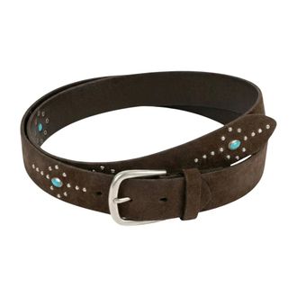 Alberto Luti Ceinture &agrave; clous et turquoise - unisex - Accessoires - Brun - Taille: 115 CM