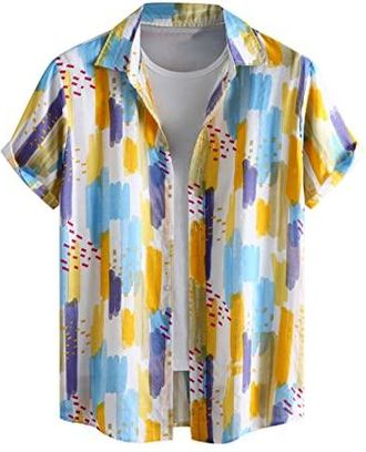 Generic Chemise hawa&iuml;enne tropicale pour homme - Palmier hawa&iuml;en - Croisi&egrave;re dans les Cara&iuml;bes - Chemise d&eacute;contract&eacute;e &agrave; manches courtes - Graphique boutonn&eacute; -