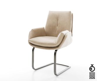 DELIFE Freischwinger Clea-Flex Mikrofaser Beige Vintage Freischwinger flach Graphit, Esszimmerst&uuml;hle