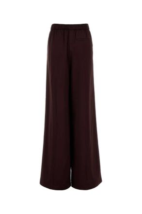 Tory Burch Womens Burgundy Satin Wide-Leg Pant 600 Viscose Exclusive Of Trim Pantaloni Trousers