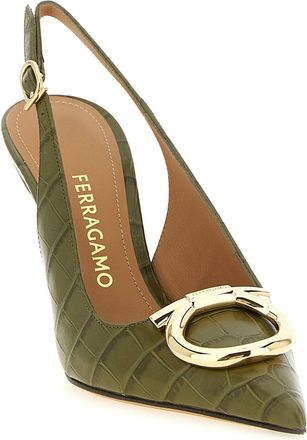 Ferragamo Sara Slingback Pump - Olive Green