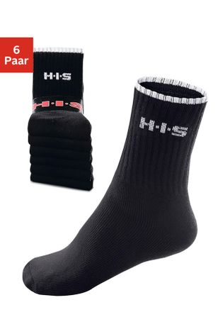H.I.S Sportsocken H.I.S, Herren, Gr. 35-38, schwarz, Baumwollmischung, Rippstruktur, elastisch, Socken, mit Frottee & verstärkten Belastungszonen, Topseller