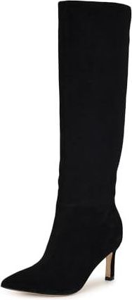 Nine West Femme Lorthey Botte Haute Jusquau Genou, Black Suede 001, 36.5 EU