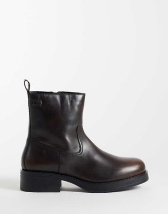 Tommy Jeans Premium-Leder-Bikerstiefel in Schwarz