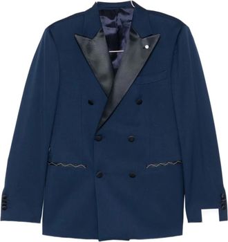 Luigi Bianchi Mantova Homme, Vestes, Bleu, Taille: XL Veste de smoking crois&eacute;e