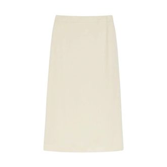 Max Mara Elfenbeinfarbener Viskose- und Leinen-Midirock - - Skirts - Damen - Beige - M