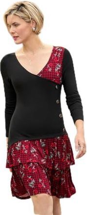 Joe Browns Robe Longue boutonn&eacute;e &agrave; Manches Larges et Motif Floral dautomne fonc&eacute;, Noir, 46