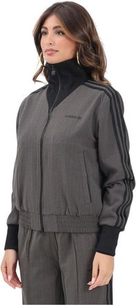 adidas Femme, Sweatshirts et sweats &agrave; capuche, Gris, Taille: 42 FR Veste de surv&ecirc;tement ajust&eacute;e
