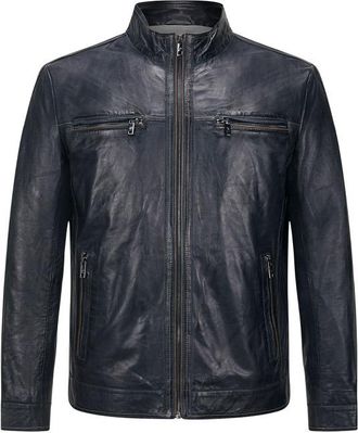 Milestone Herren Lederjacke blau Lammnappa