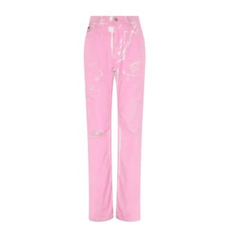 Dolce & Gabbana Femme, Jeans, Rose, Taille: 34 FR Jean en Denim Rose avec Détails Usés