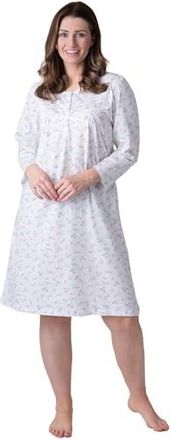 Camille Chemise de Nuit à Manches Longues en Jersey Classique pour Femmes 46-48 Ivory