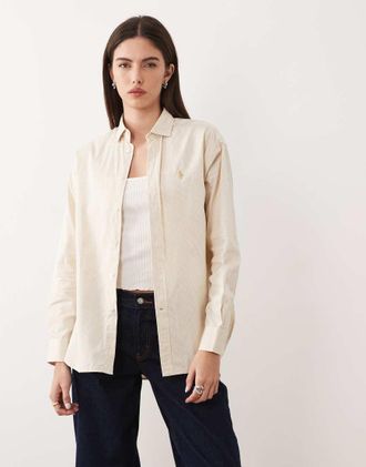 Polo Ralph Lauren Blouse d&eacute;contract&eacute;e en coton &agrave; rayures - Blanc