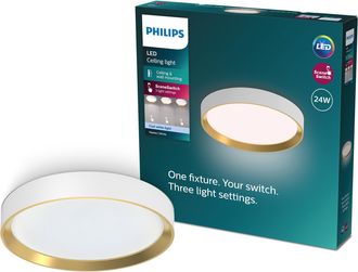 Philips Hanno LED Deckenleuchte mit SceneSwitch, 24W, Dimmbare Deckenbeleuchtung, 2800 lm, Warmwei&szlig;es LED Licht 2700K, EyeComfort, Einfache Installation, IP20