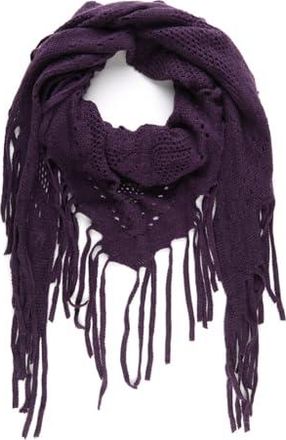 Solada Milano Écharpe femme en laine mélangée avec franges, aubergine, Taille unique