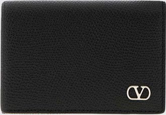 Valentino Garavani Bifold-Kartenetui aus genarbtem Leder mit VLogo Signature