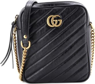 Gucci GG Marmont Double Zip Camera Bag Diagonal Quilted Leather Mini crossbody bag - Schwarz