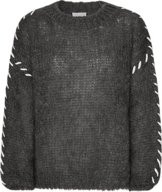Americandreams Americandreams, Femme, Pulls, Gris, Taille: 42/44 FR Catia Mohair Stitch Pullover