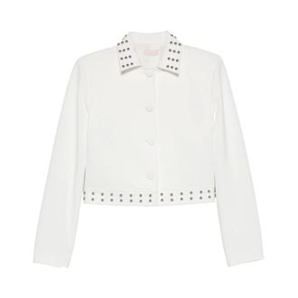 Liu Jo Femme, Vestes, Blanc, Taille: 40 FR Cropped Studded Jacket