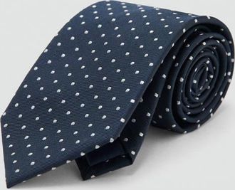 Mango Cravate soie pois bleu marine - Homme - Taille unique - MANGO MAN