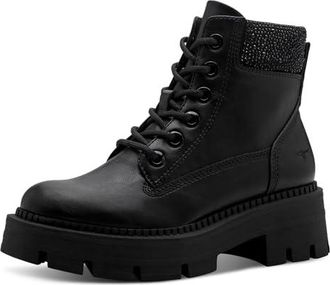 Tamaris Bottines plates en dentelle pour femme 1-25921-45 - Noir/glam - Taille 38 EU, Black Glam, 38 EU