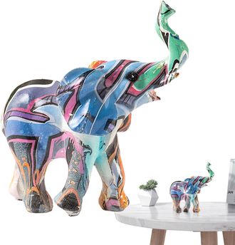 Generic Reichtum Gl&uuml;ckselefant Figur Harz Elefant Figur Figur Moderne Bunte Sammlung Skulptur f&uuml;r Innendekoration, Regal, B&uuml;ro, Schlafzimmer, Wohnzimmer, Hote