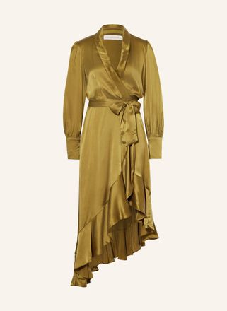 Zimmermann Wickelkleid Aus Seide Mit Volants gruen