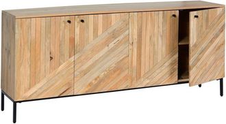 Hhg Sideboard 179, Kommode Schrank Anrichte, Massiv-Holz Mango 79x176x42cm MVG-zertifiziert, natur