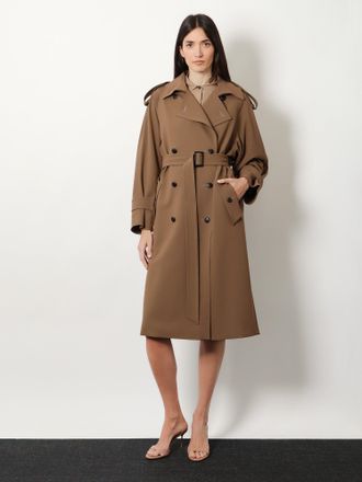 Max Mara Womens Trench Coat Mxmcerto Virgin Wool Brown & Raincoats