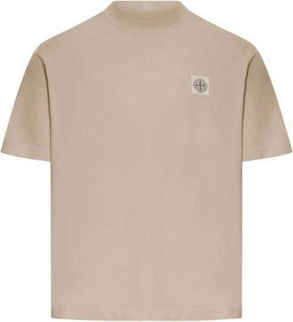 Stone Island Homme, Tops, Beige, Taille: L Patch Logo Crew Neck T-Shirt